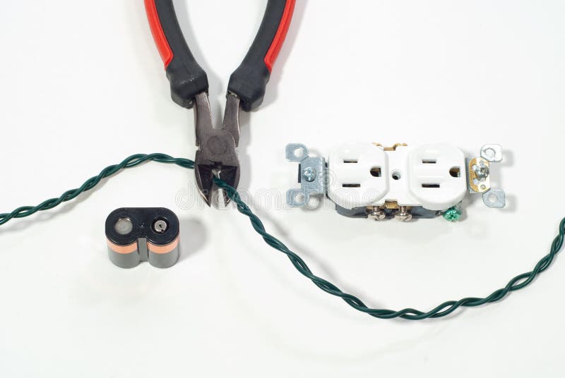 Battery and Outlet with Wire Stock Image - Image of outlet, dangerous ...