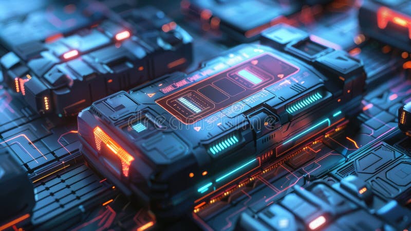 Battery Pack with Digital Interface, Highlighting Futuristic Design and ...