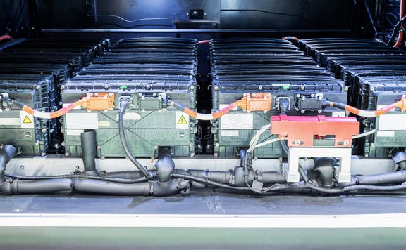 Battery Pattern Rows Inside the Bus Stock Photo - Image of cathode ...