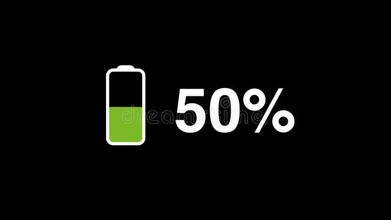 Battery Percent Charge Progress Indicator 2d Animation Black Background ...