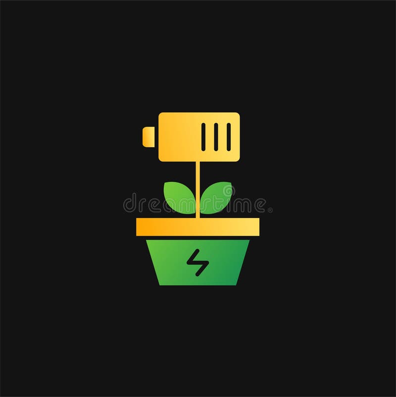 Battery and Plant in a Pot Icon Solid Gradient. Gradient Solid Icon. Stock Vector - Illustration ...