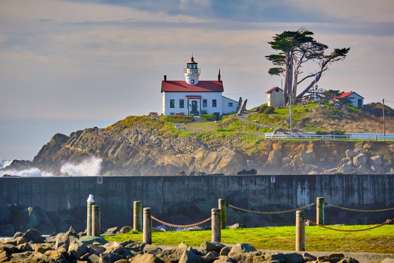 Battery Point Lighthouse at Pacific Coast, Built in 1856 Stock Photo ...