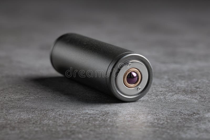 A Battery is Positioned on a Dark Surface that Has Texture, Accompanied ...