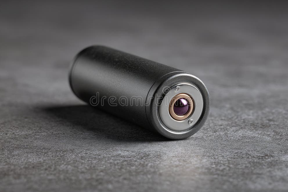 A Battery is Positioned on a Dark Surface that Has Texture, Accompanied ...
