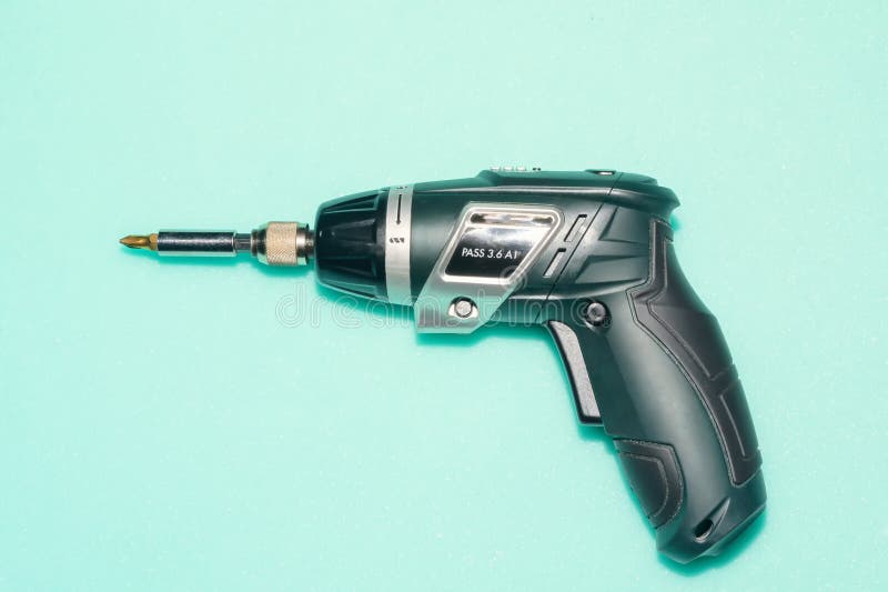 Professional Screwdriver on a Blue Background Stock Photo - Image of ...