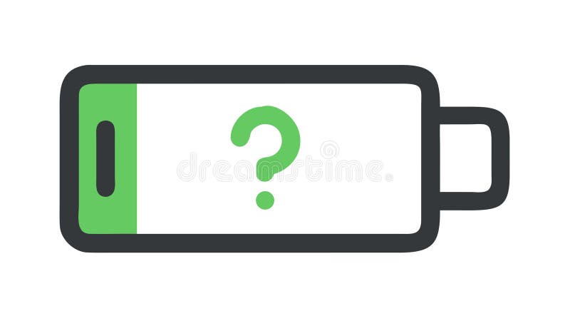 Battery Question Mark Icon, Unknown Power Status, Vector Design ...