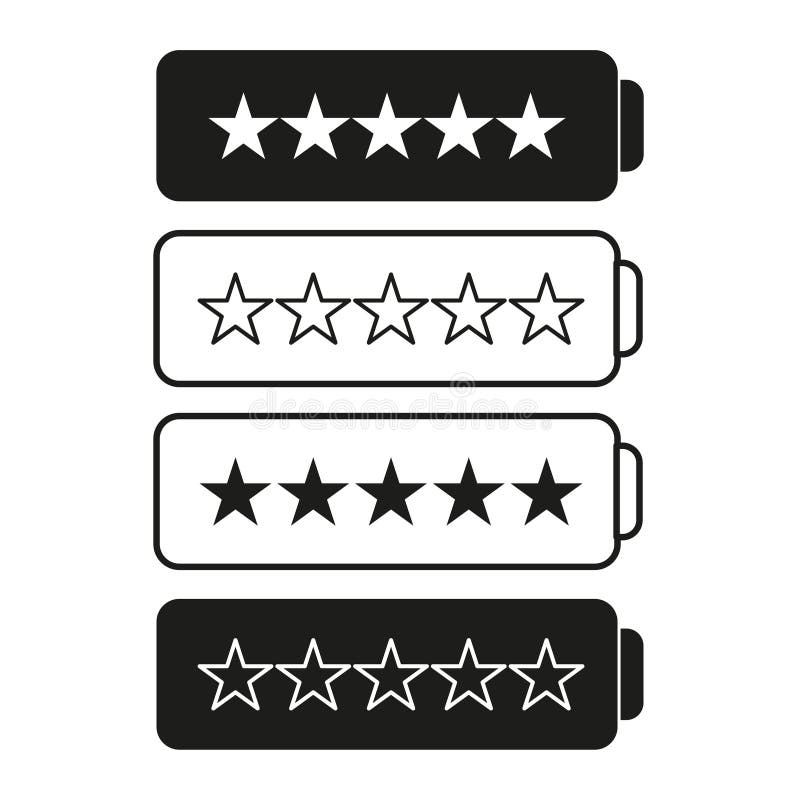 Battery Rating Icon. Star Evaluation Symbol. Energy Level Display ...