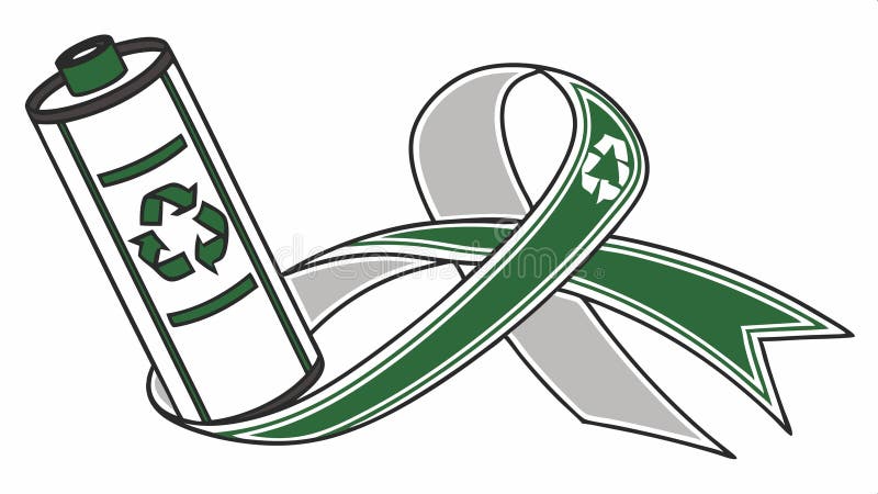 Battery Recycle Symbol Ribbon, Eco Energy and Green Technology Vector ...
