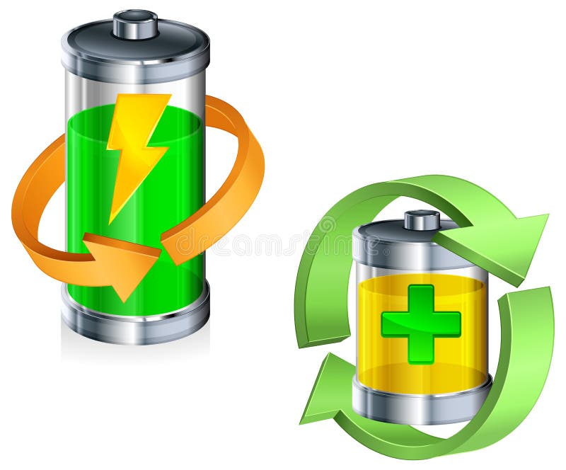 Battery Recycling Concept on White Stock Vector - Illustration of ...