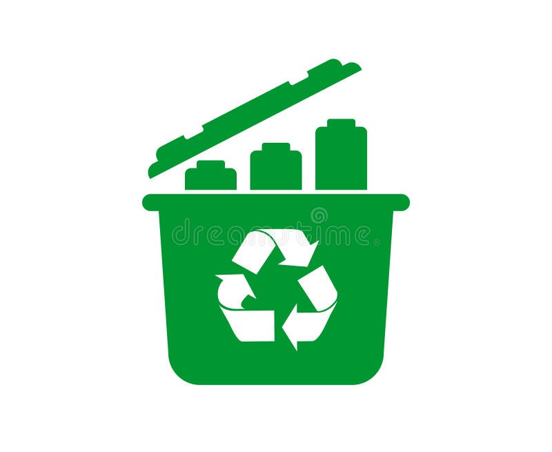 Battery Recycling Container Icon. Flat Vector Illustration Stock Vector ...