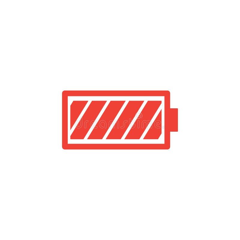 Battery Red Icon on White Background. Red Flat Style Vector ...