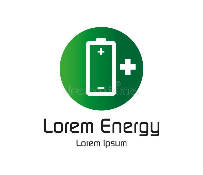 Battery with Red Plus Logo stock vector. Illustration of isolated ...