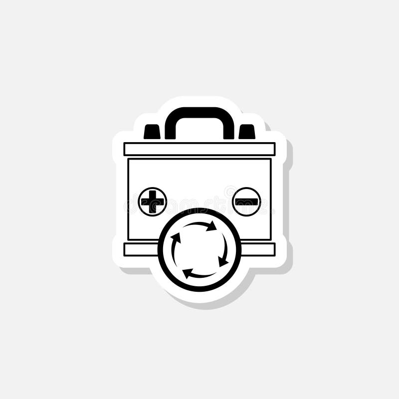 Battery Replacement Glyph Icon Sticker Stock Vector - Illustration of ...