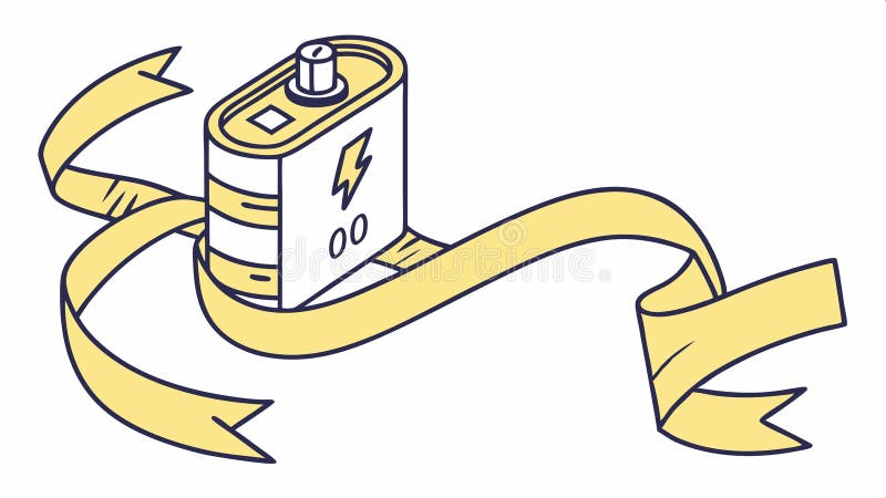 Battery with Ribbon, Energy and Power Source Symbol Vector Design ...