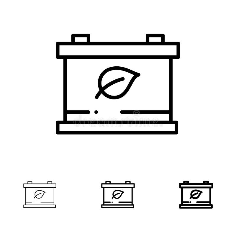 Battery, Save, Green Bold and Thin Black Line Icon Set Stock Vector ...