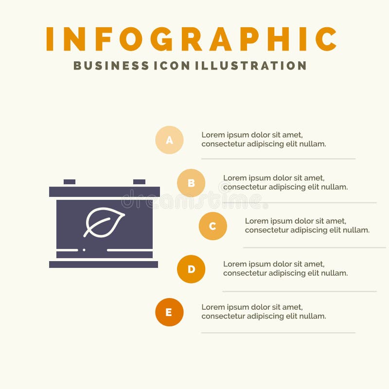Battery, Save, Green Solid Icon Infographics 5 Steps Presentation ...