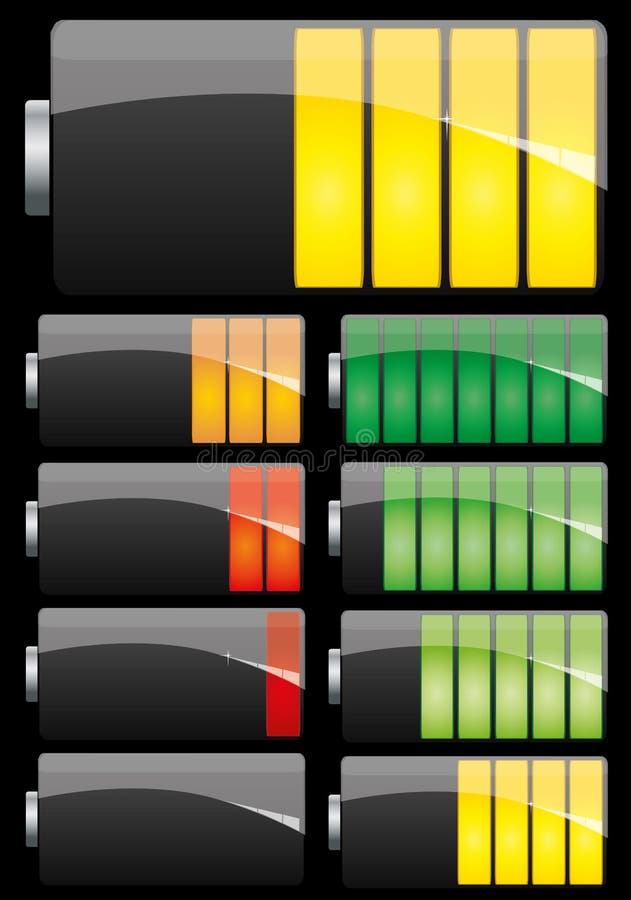 Battery Icon Set stock vector. Illustration of five, battery - 26468623