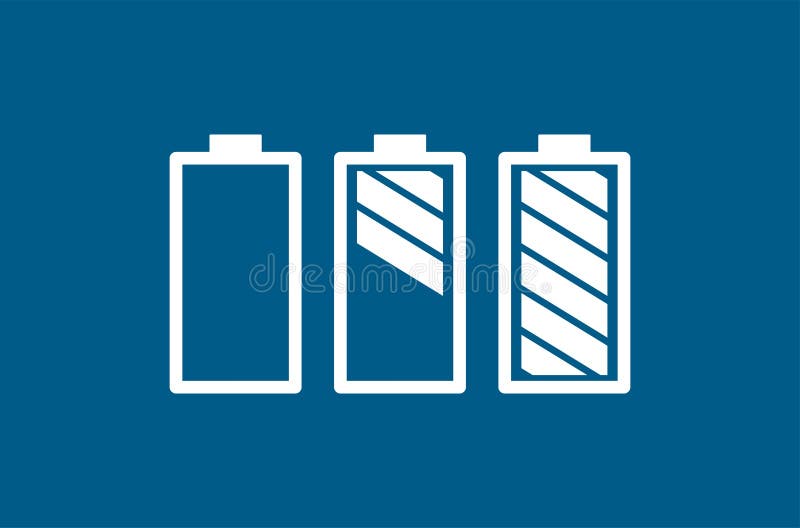 Battery Blue Icon on White Background. Blue Flat Style Vector ...