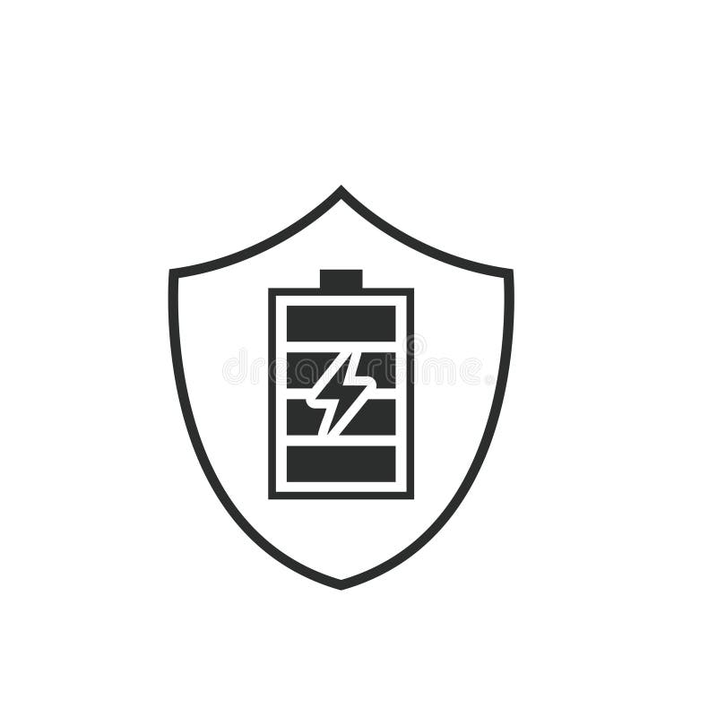 Battery Shield Icon of Over Charger Protection Concept Design Template ...