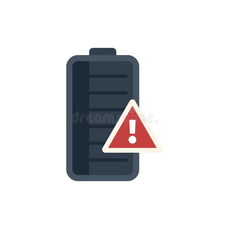 Battery Showing Low Power Warning Sign with Exclamation Mark Stock ...