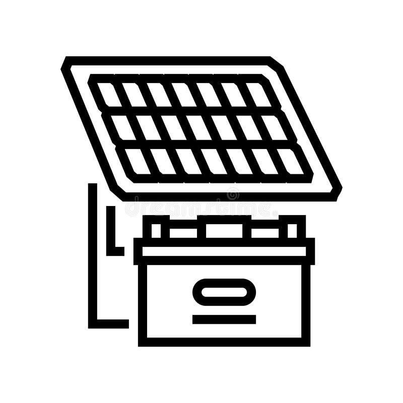 Battery Solar Panel Line Icon Vector Illustration Stock Illustration ...