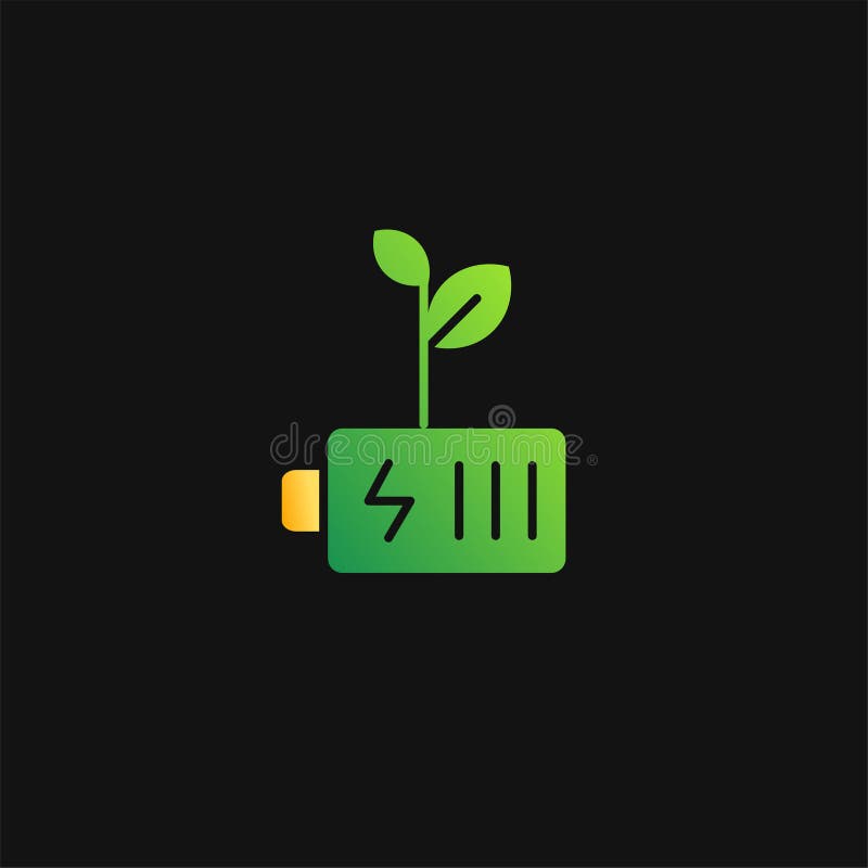Battery and Sprout Leaf Icon Solid Gradient. Gradient Solid Icon. Stock Vector - Illustration of ...
