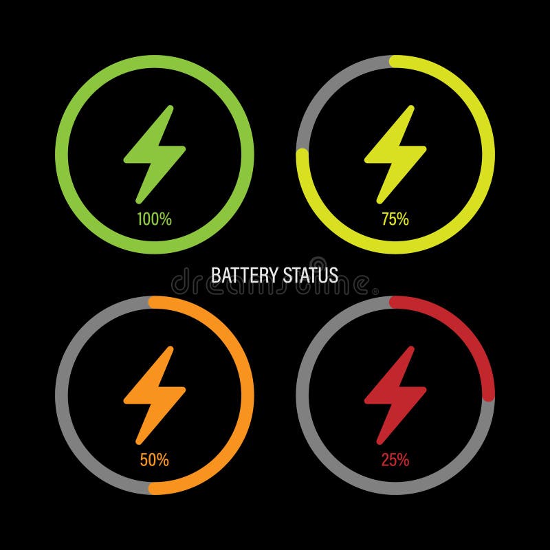 Battery Status Icon Vector Sign and Symbol Isolated on White Background ...