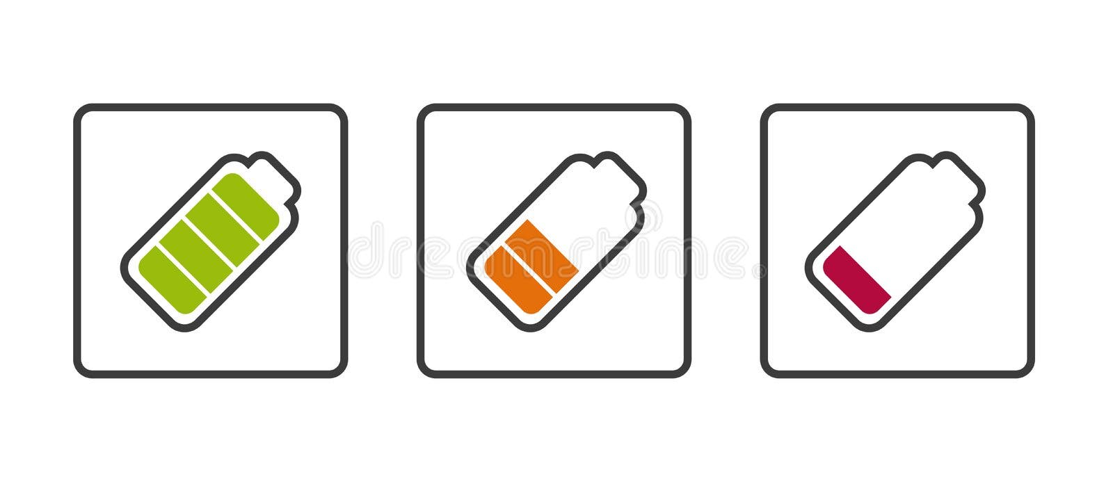 Battery Status Full Half Low Empty Stickers - Colorful Vector ...