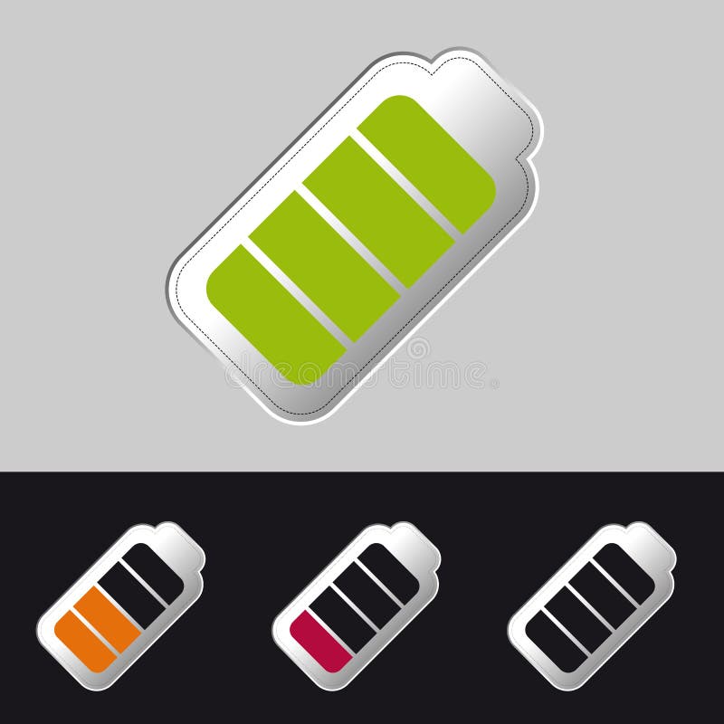 Battery Status Full, Half and Empty - Vector Illustration - Isolated on ...