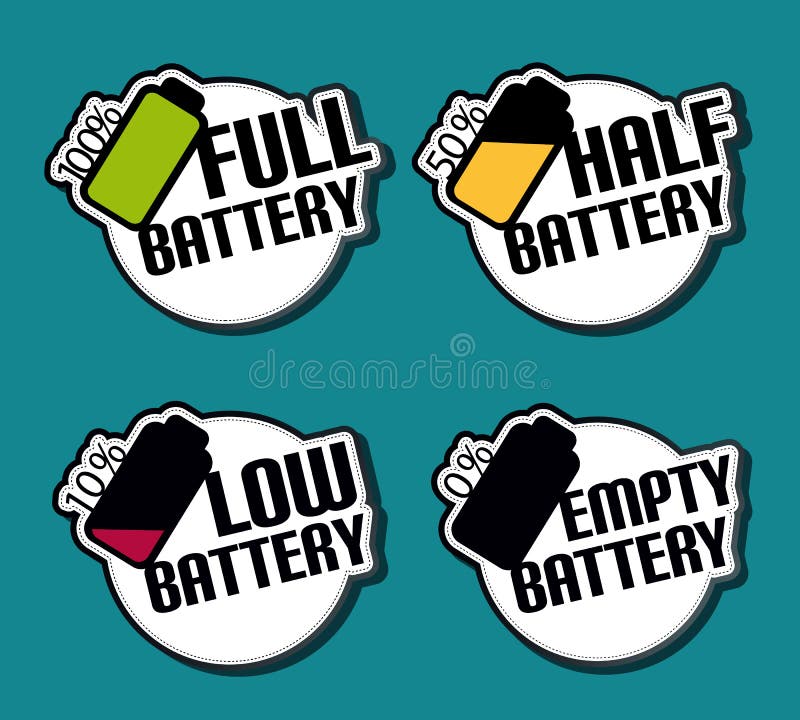 Battery Status Full Half Low Empty Stickers - Colorful Vector ...