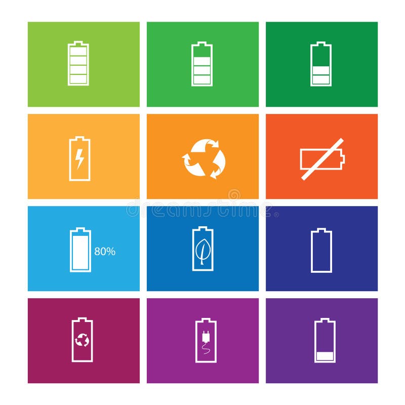 Battery status icons set stock vector. Illustration of charge - 53818018