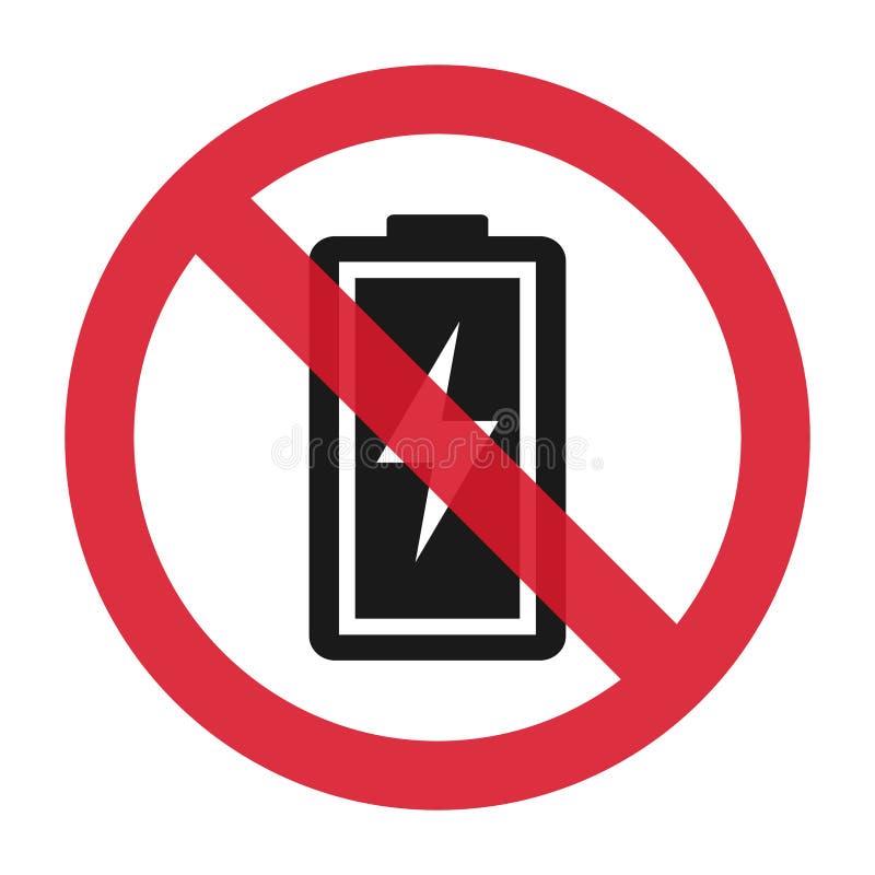 Battery with Stop Sign stock vector. Illustration of forbidden - 53636091