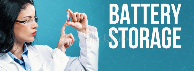 Battery Storage Theme with a Doctor Holding a Laboratory Vial Stock ...