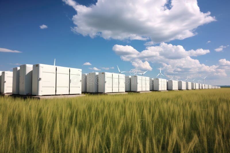 Battery Storage Units Arranged in a Grid Formation Stock Image - Image ...