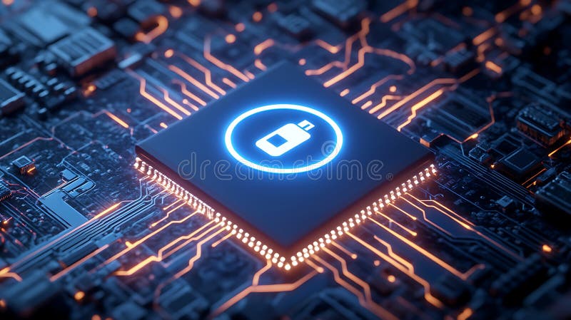 Battery Technology Chip Embedded in Circuit Infrastructure Stock ...