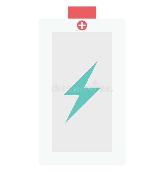 Battery, Thunder Color Isolated Vector Icon Stock Vector - Illustration ...