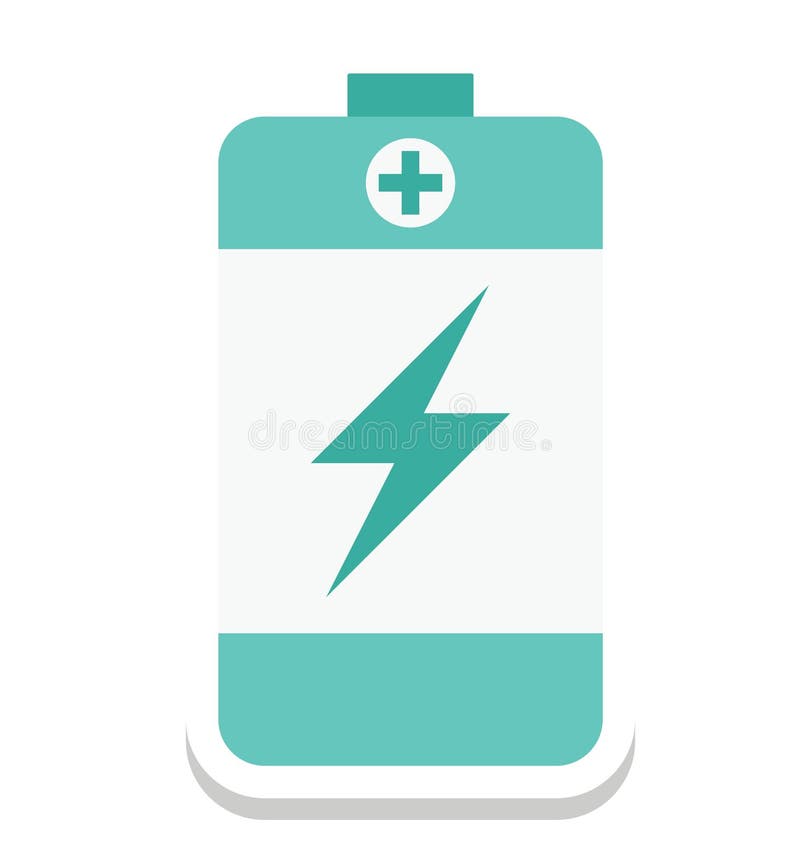 Battery, Thunder Color Isolated Vector Icon Stock Vector - Illustration ...