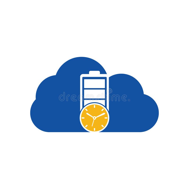 Battery Time Cloud Shape Concept Logo Design Template. Stock Vector ...