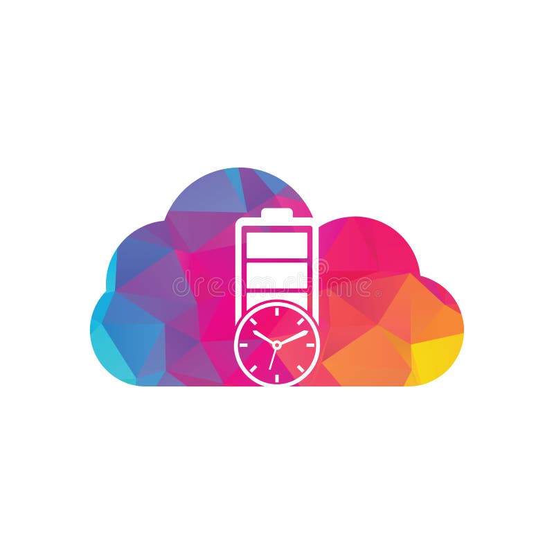 Battery Time Cloud Shape Concept Logo Design Template. Stock Vector ...