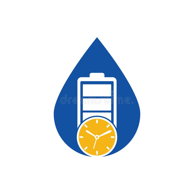 Battery Time Drop Shape Concept Logo Design Template. Stock Vector ...