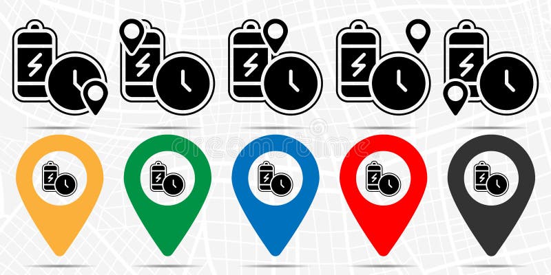 Battery, Time Icon in Location Set. Simple Glyph, Flat Illustration ...