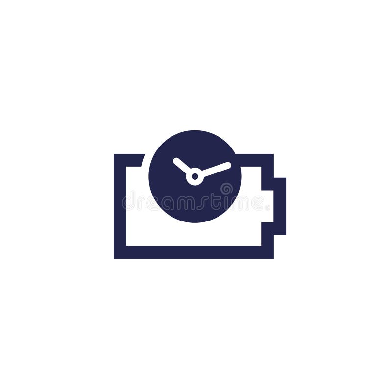Battery Time Icon, Vector Sign Stock Vector - Illustration of charge ...