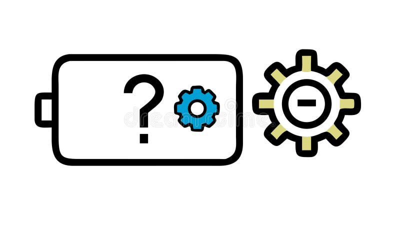 Battery Troubleshooting Gear Question Icon, Power Diagnosis, Vector ...