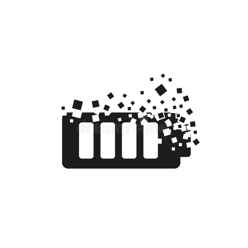 The Battery Turns into a Cloud of Squares of Different Sizes. Battery ...