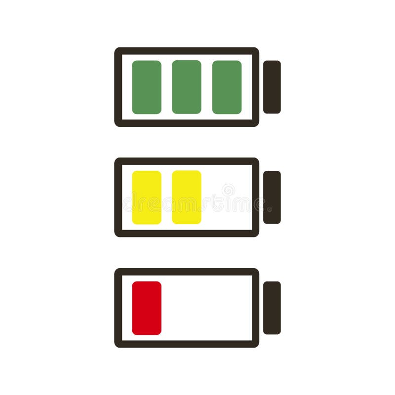 Battery Usage Or Charge Status Line Art Icon Set For Apps And ...