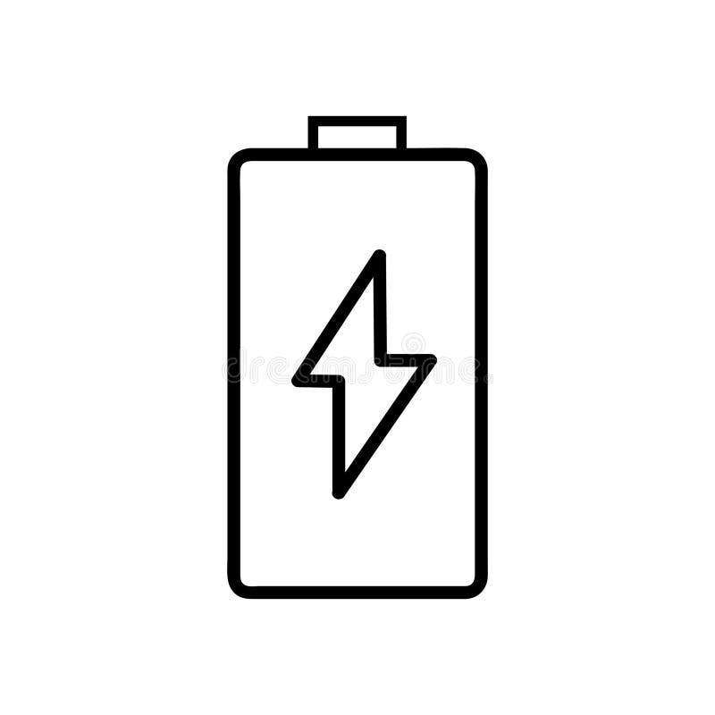 Battery Vector Icon, Outline Style, Isolated on White Background. Stock ...