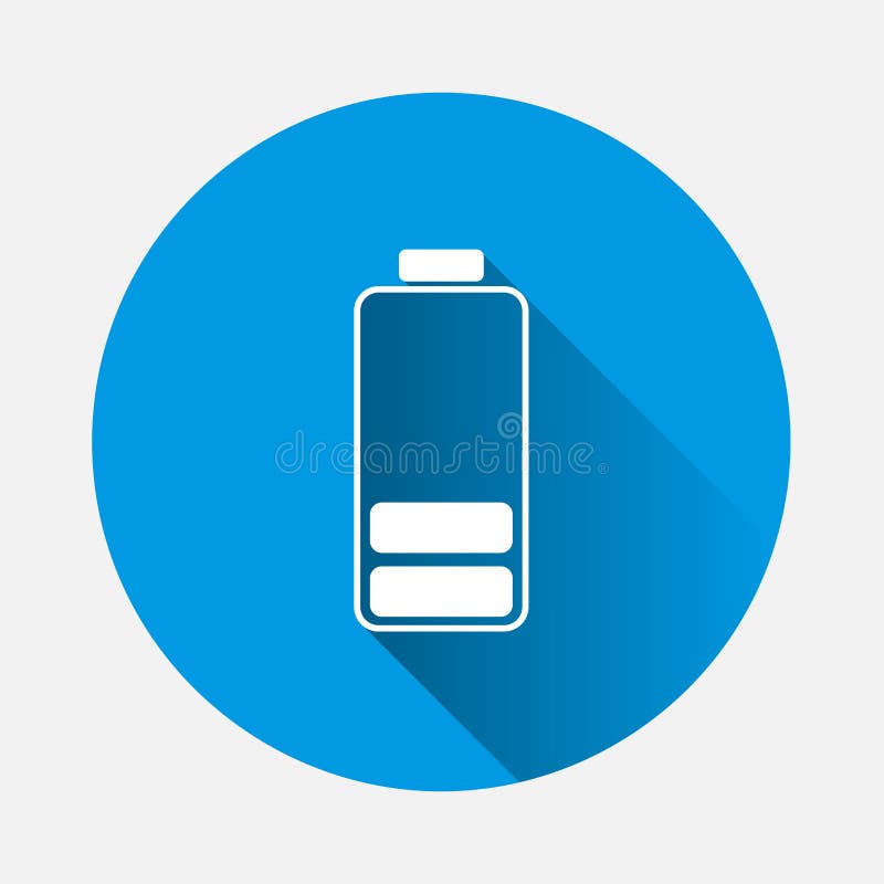 Battery Vector Icon. Symbol of Battery Low Charge Level on Blue Stock ...