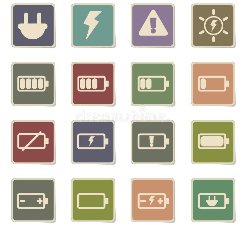 Battery icon set stock vector. Illustration of alkaline - 121958302