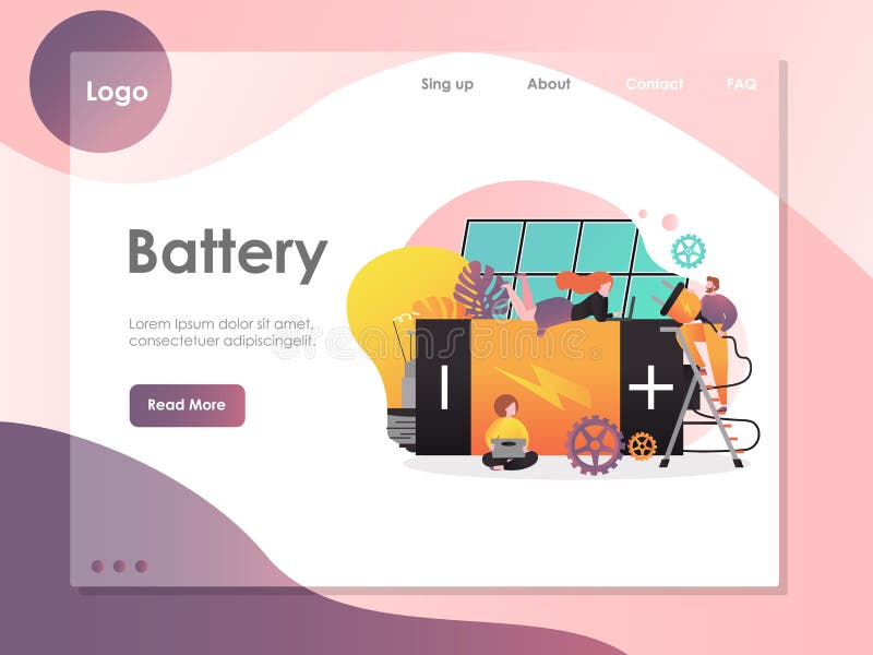 Battery Vector Website Landing Page Design Template Stock Vector ...