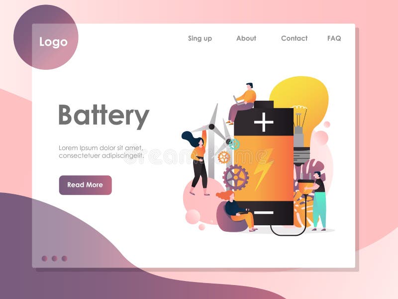Battery Vector Website Landing Page Design Template Stock Vector ...